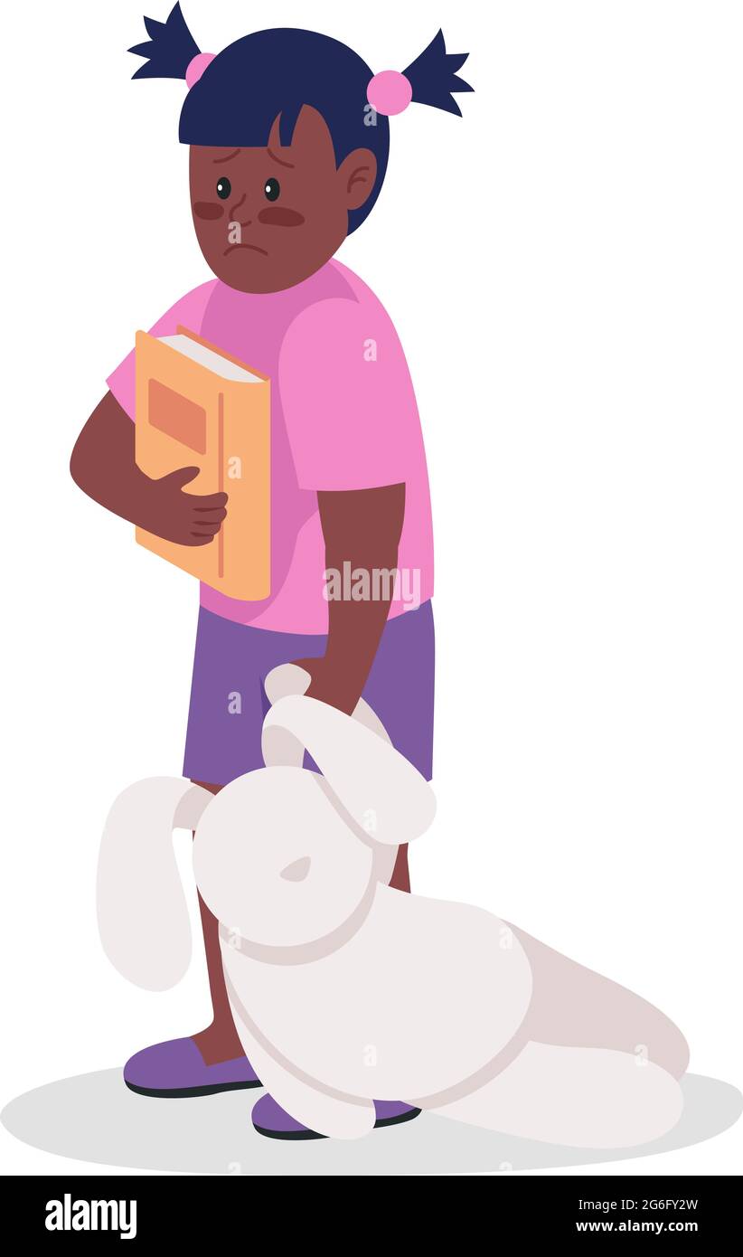 Upset little girl semi flat color vector character Stock Vector Image ...