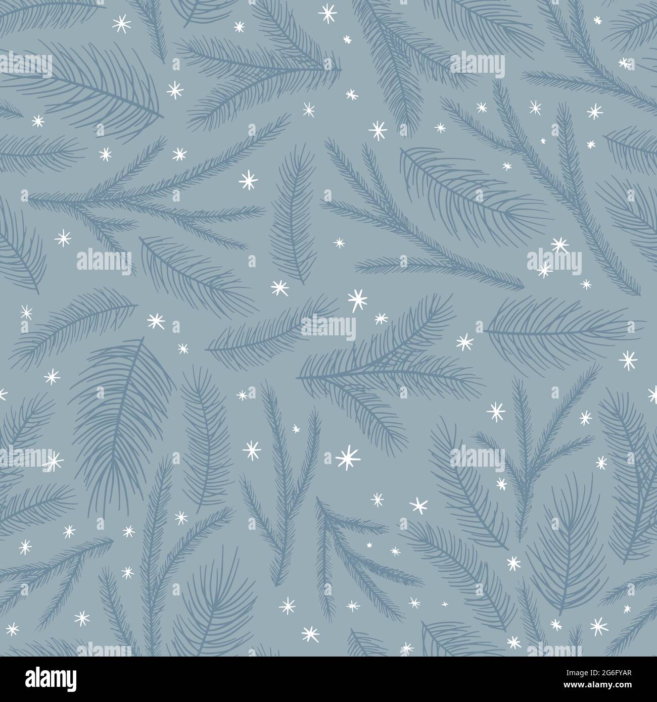 Christmas seamless pattern. Pine twigs, red berries, snowflakes. Season ...