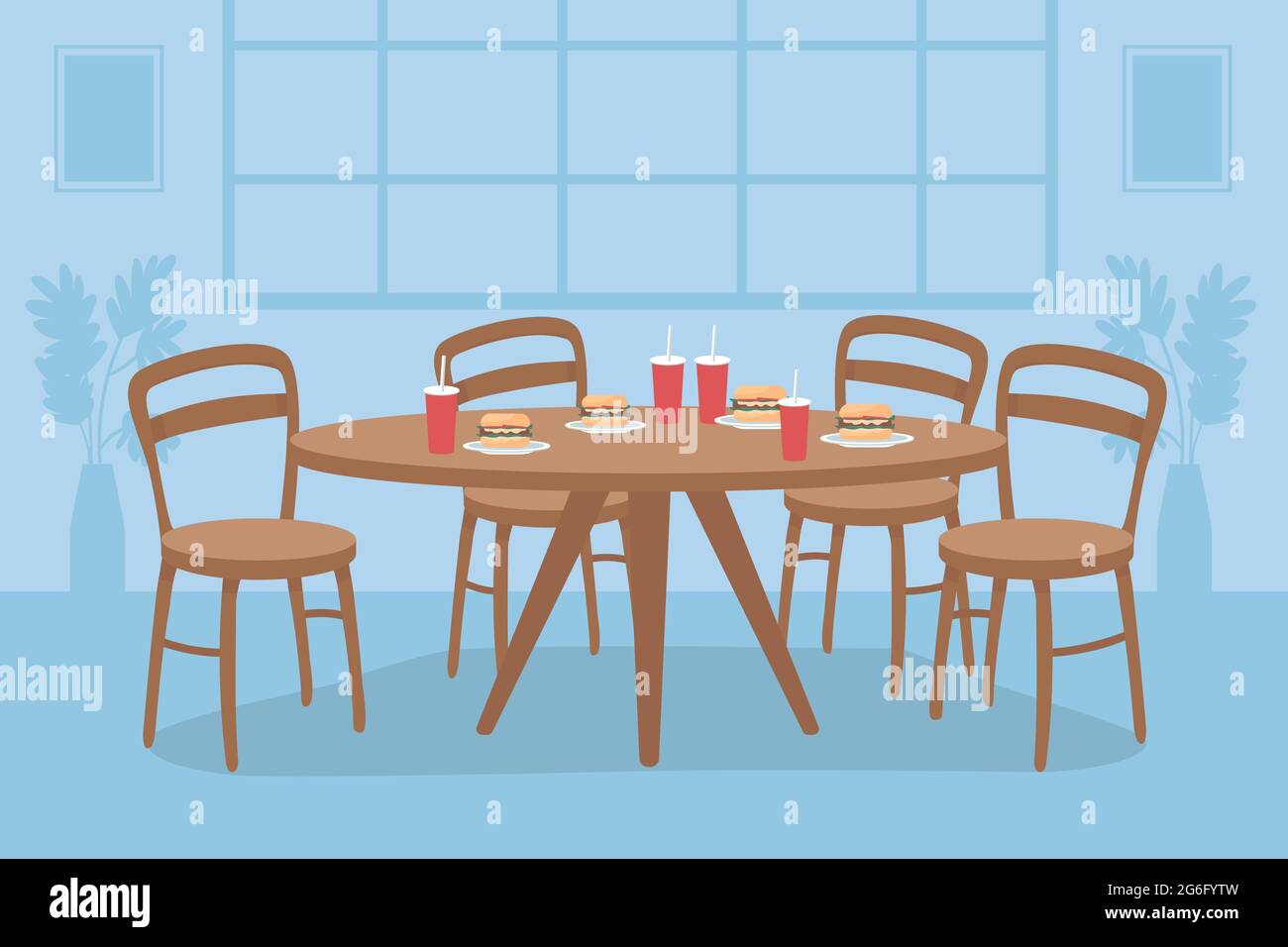 Table with fast food flat color vector illustration Stock Vector Image ...