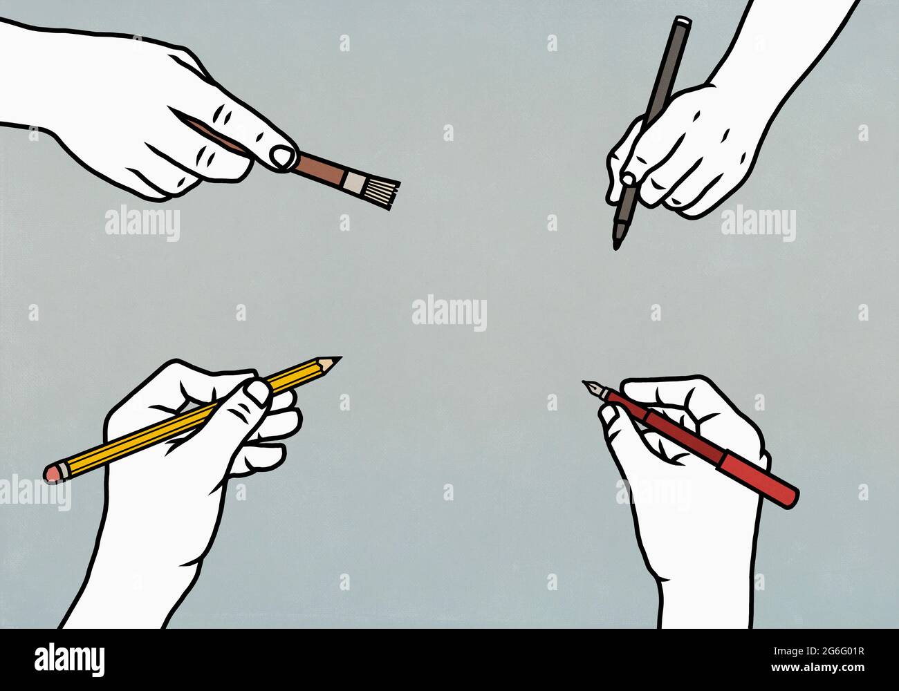 Four hands writing hi-res stock photography and images - Alamy