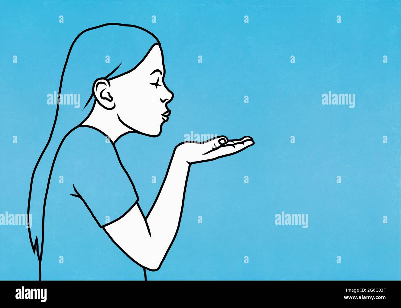 Illustration woman hair blowing hi-res stock photography and images - Alamy