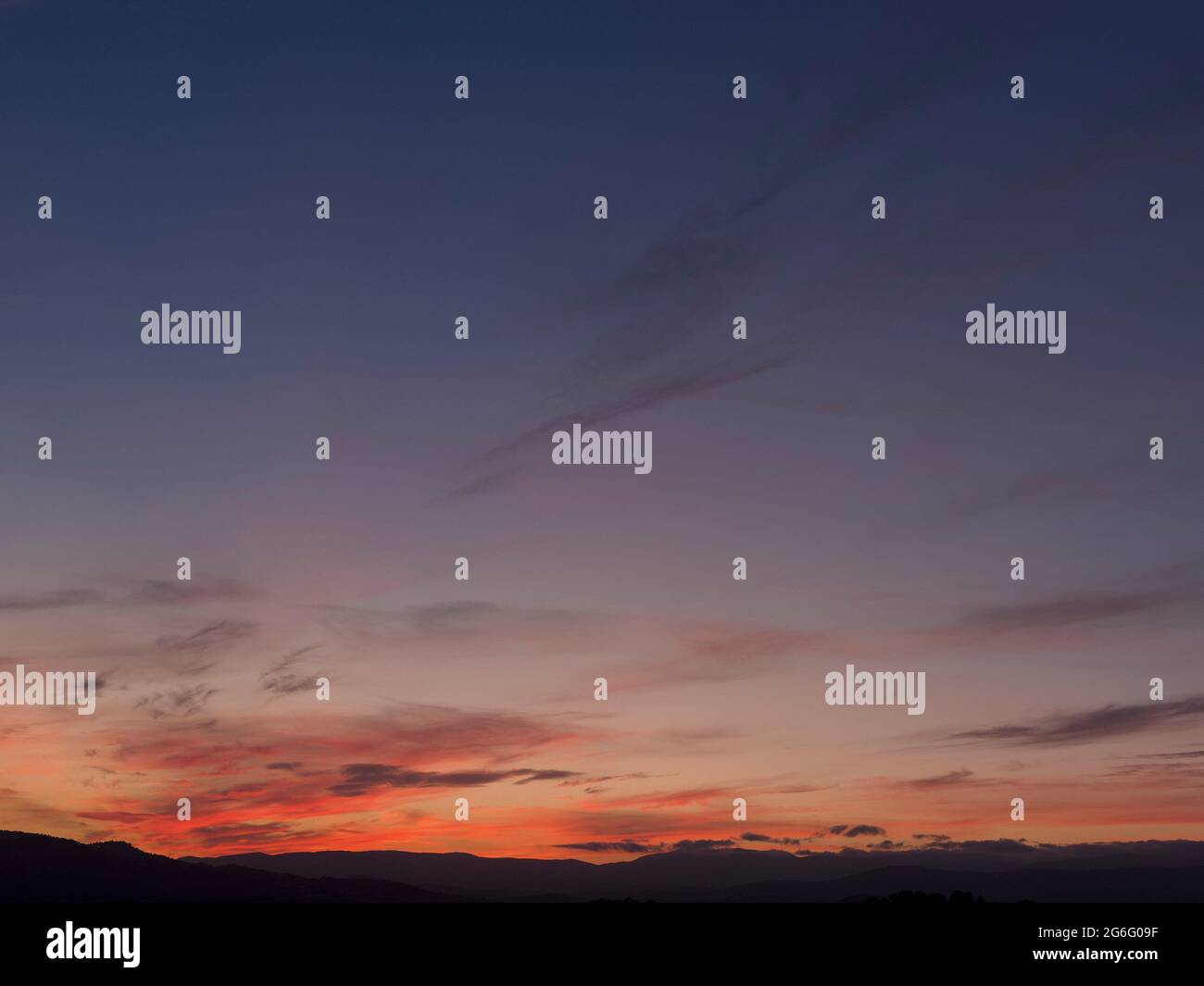 Dramatic red and blue sunset sky, French Riviera, France Stock Photo ...