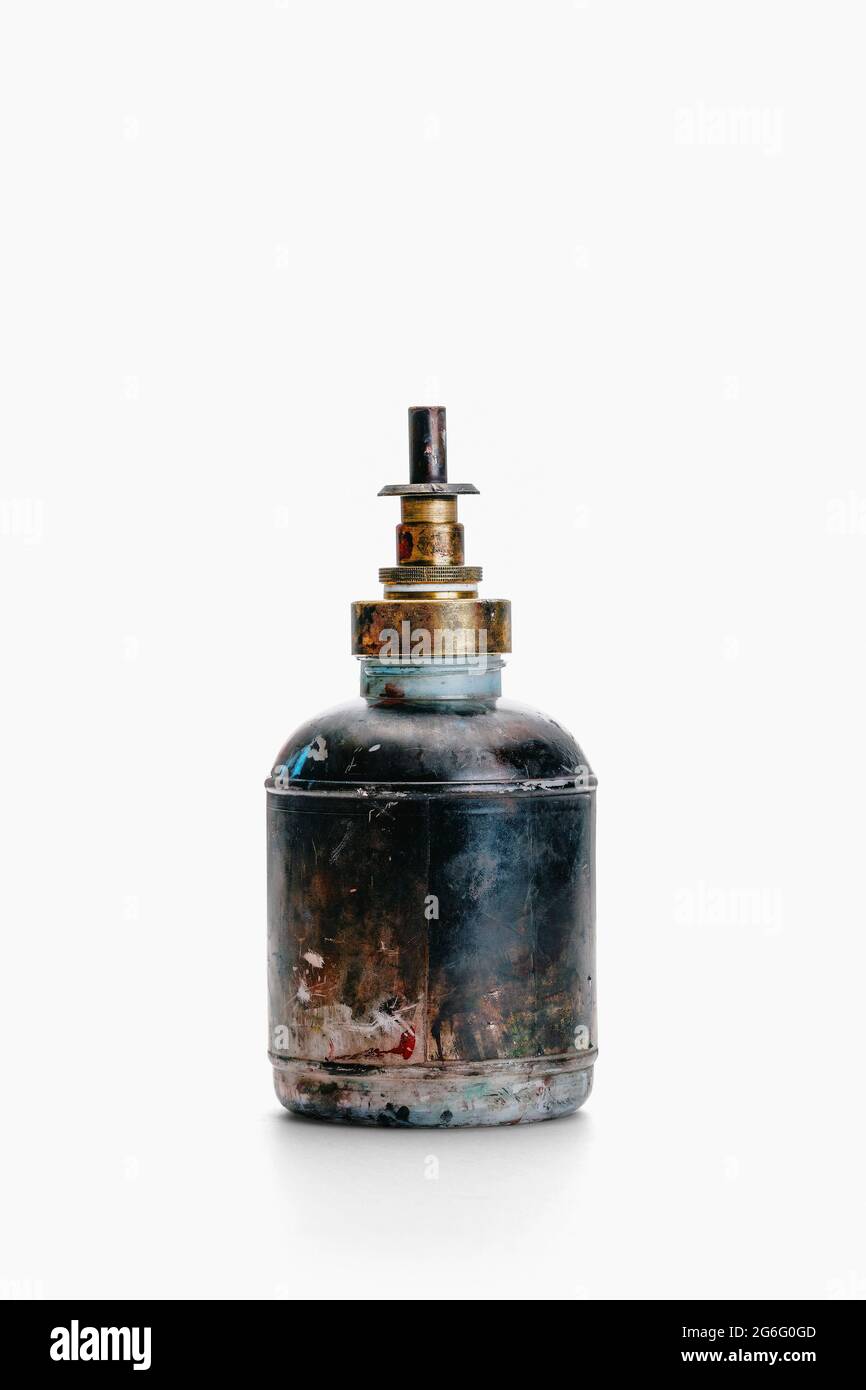 Vintage painted plastic benzine dispenser Stock Photo - Alamy
