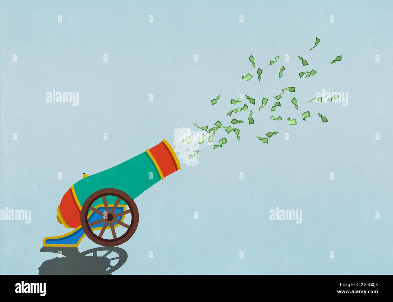 Money flying out of exploding cannon Stock Photo - Alamy