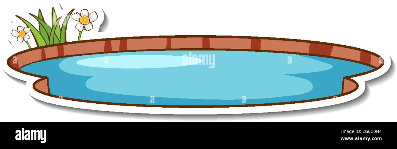 A natural small pond sticker isolated illustration Stock Vector Image ...