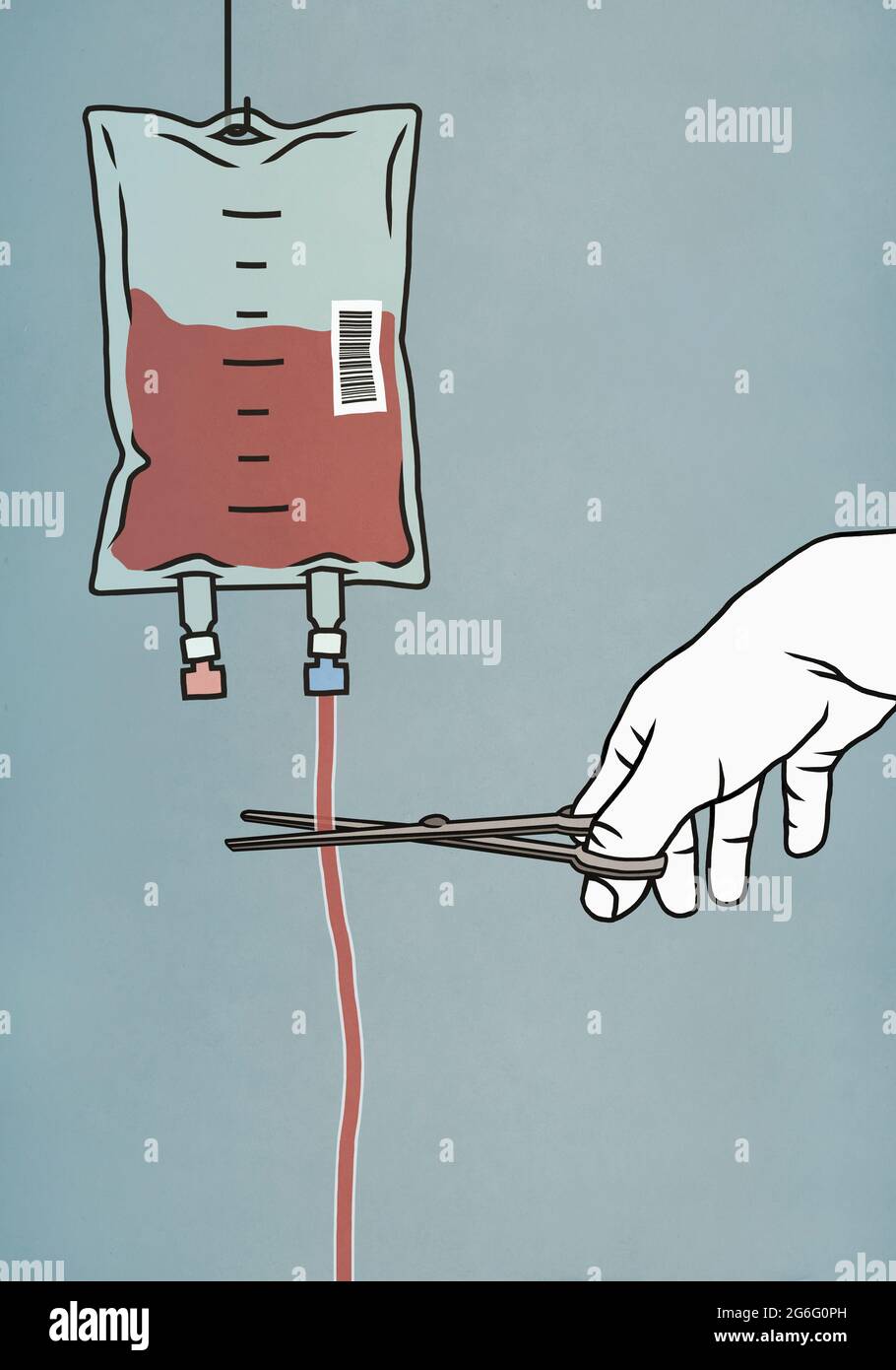 Hand with scissors cutting blood bag Stock Photo - Alamy