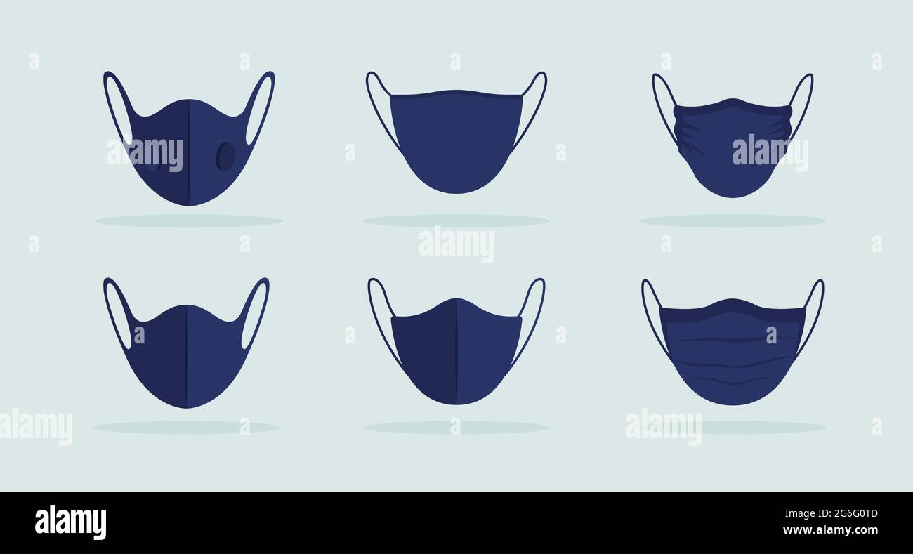 Face mask frontal view black mockup. Breathing safely without ...