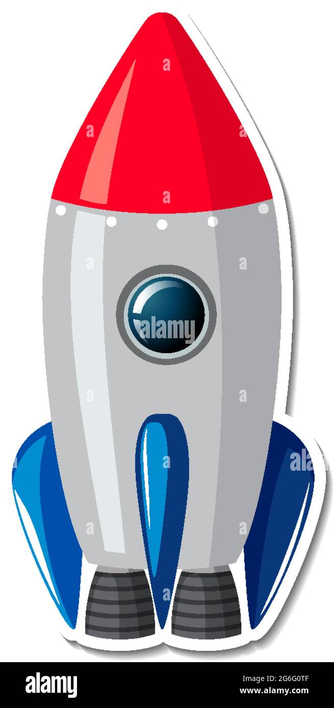 Sticker template with rocket ship isolated illustration Stock Vector ...