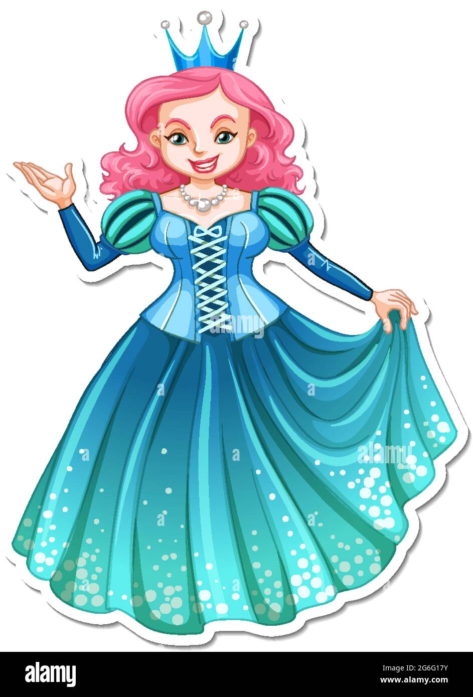 Beautiful queen cartoon character sticker illustration Stock Vector ...
