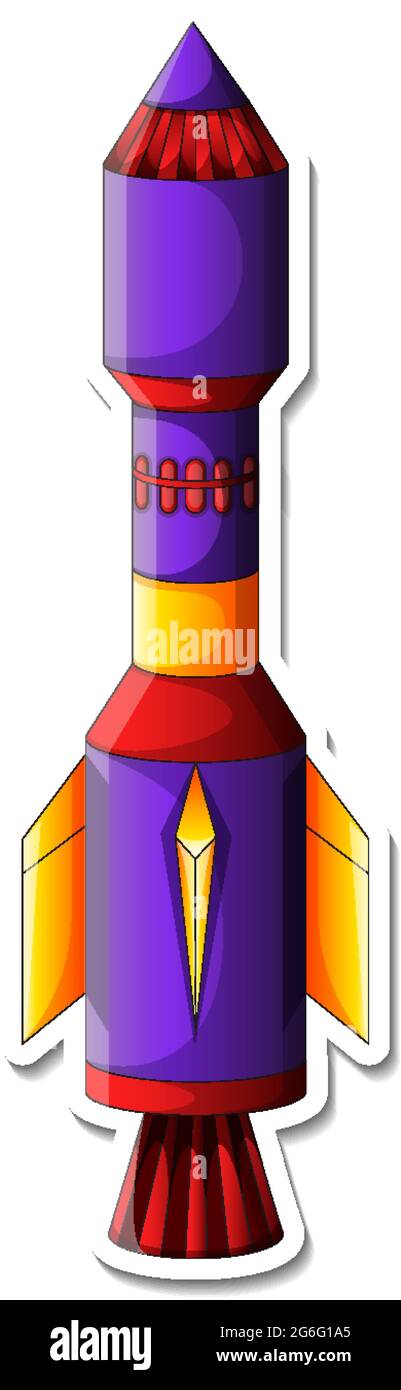A sticker template with Rocket Space Cartoon isolated illustration ...