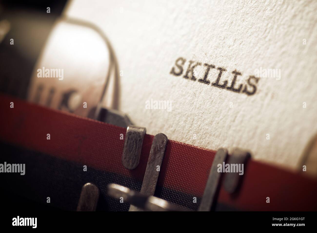 The word skills written with a typewriter Stock Photo - Alamy