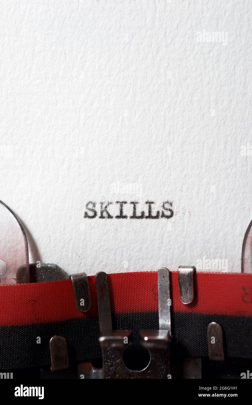 The word skills written with a typewriter Stock Photo - Alamy