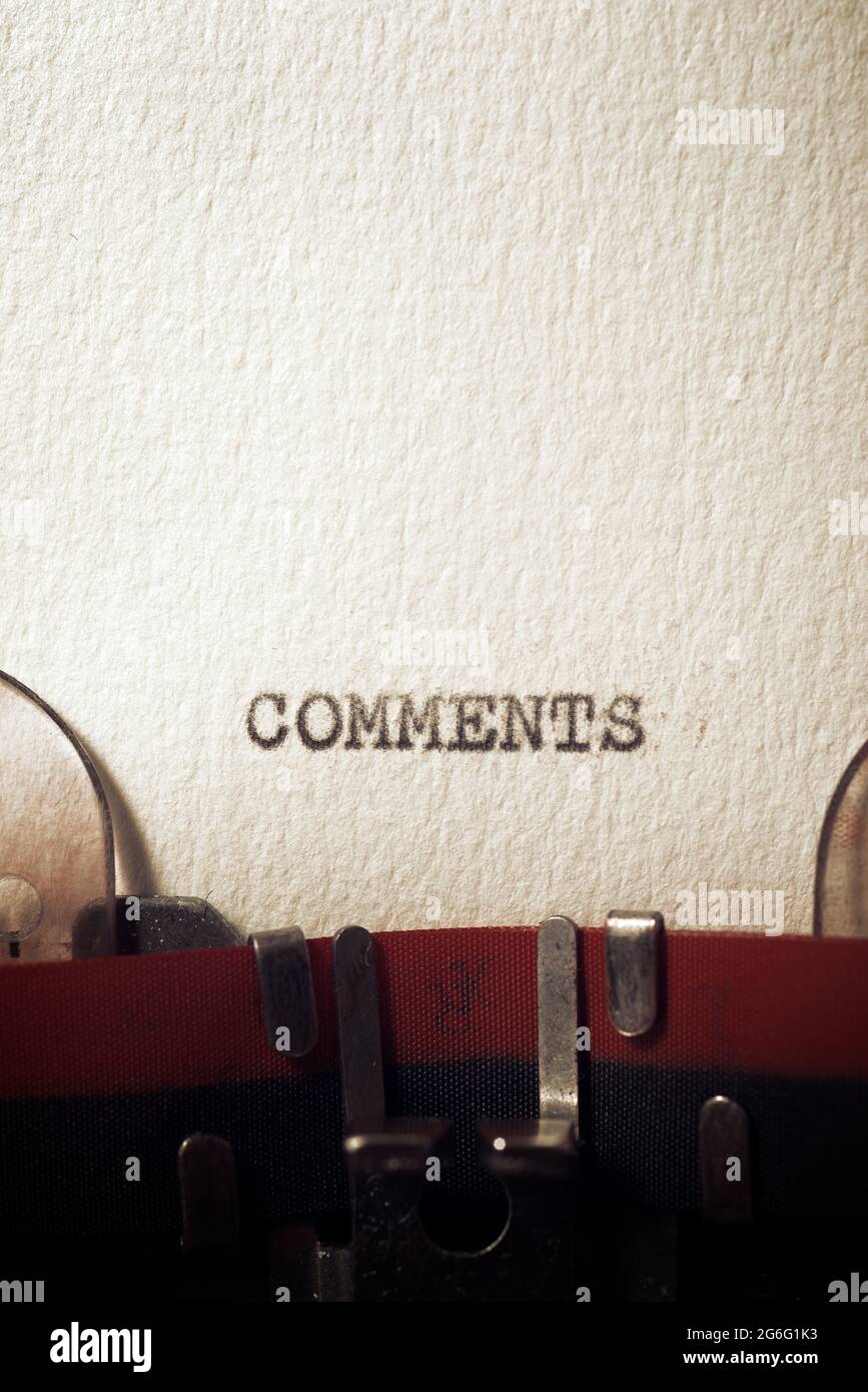 The word comments written with a typewriter Stock Photo - Alamy