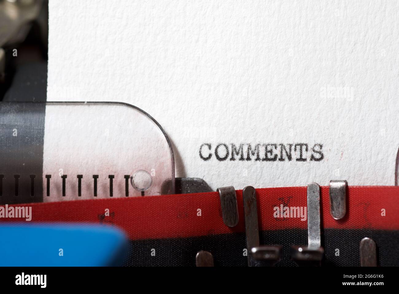 The word comments written with a typewriter Stock Photo - Alamy