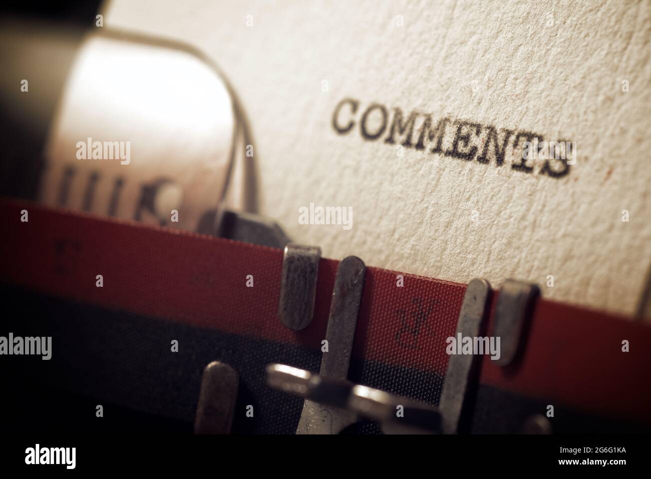 The word comments written with a typewriter Stock Photo - Alamy