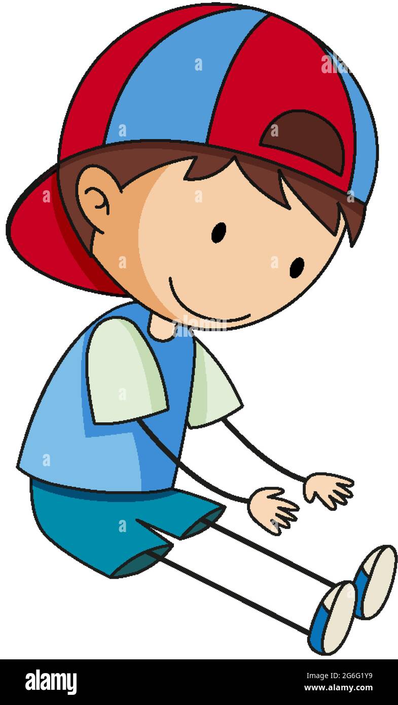 Cute boy doodle cartoon character isolated illustration Stock Vector ...