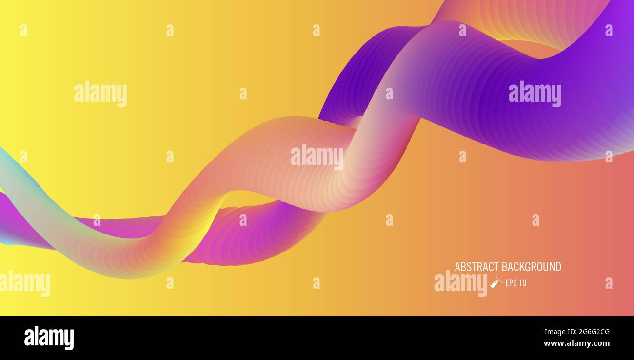 Abstract composition with 3d gradient volume waves, curved stripes in ...