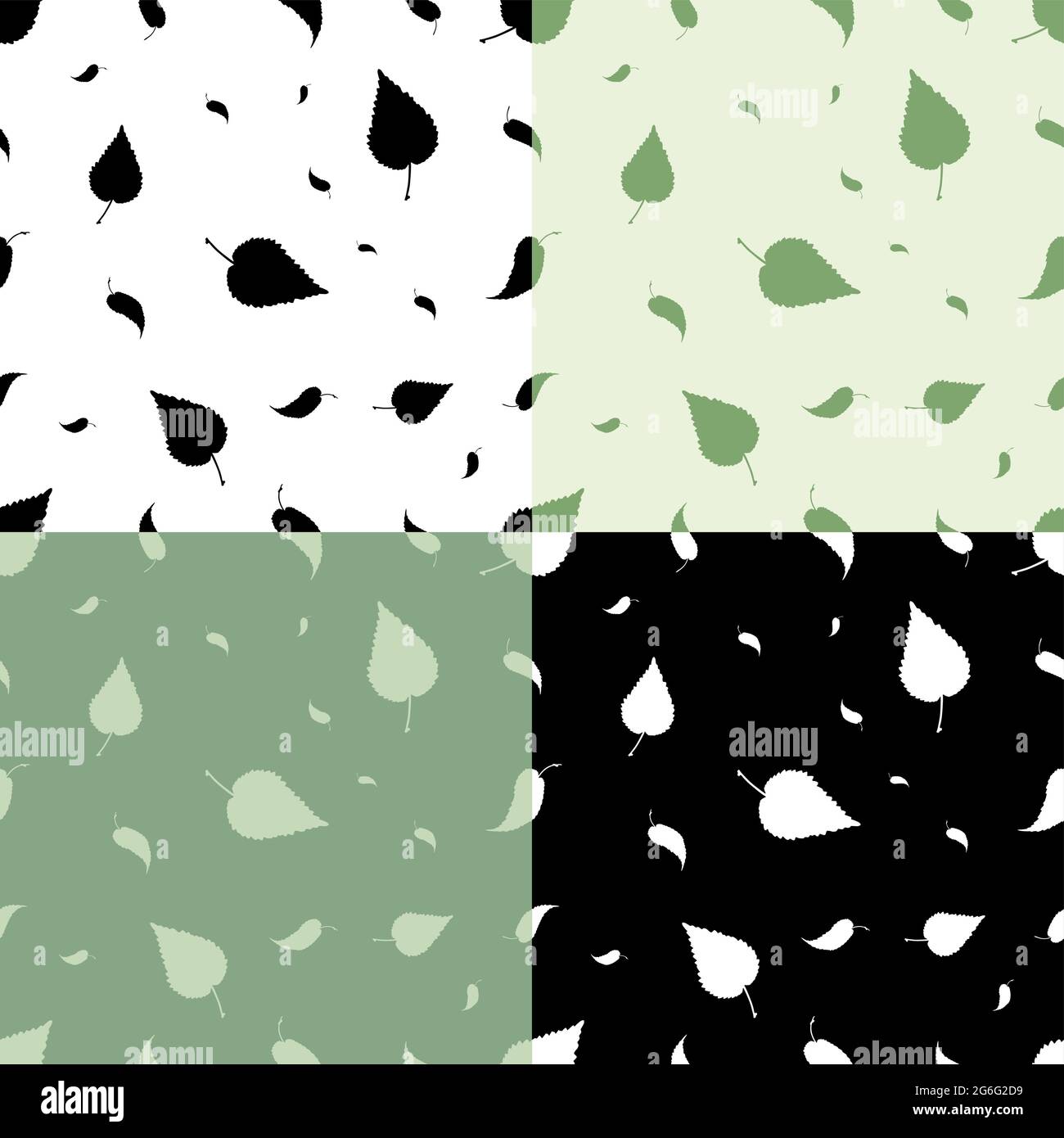 set of seamless patterns with silhouettes of nettle grass leaves ...