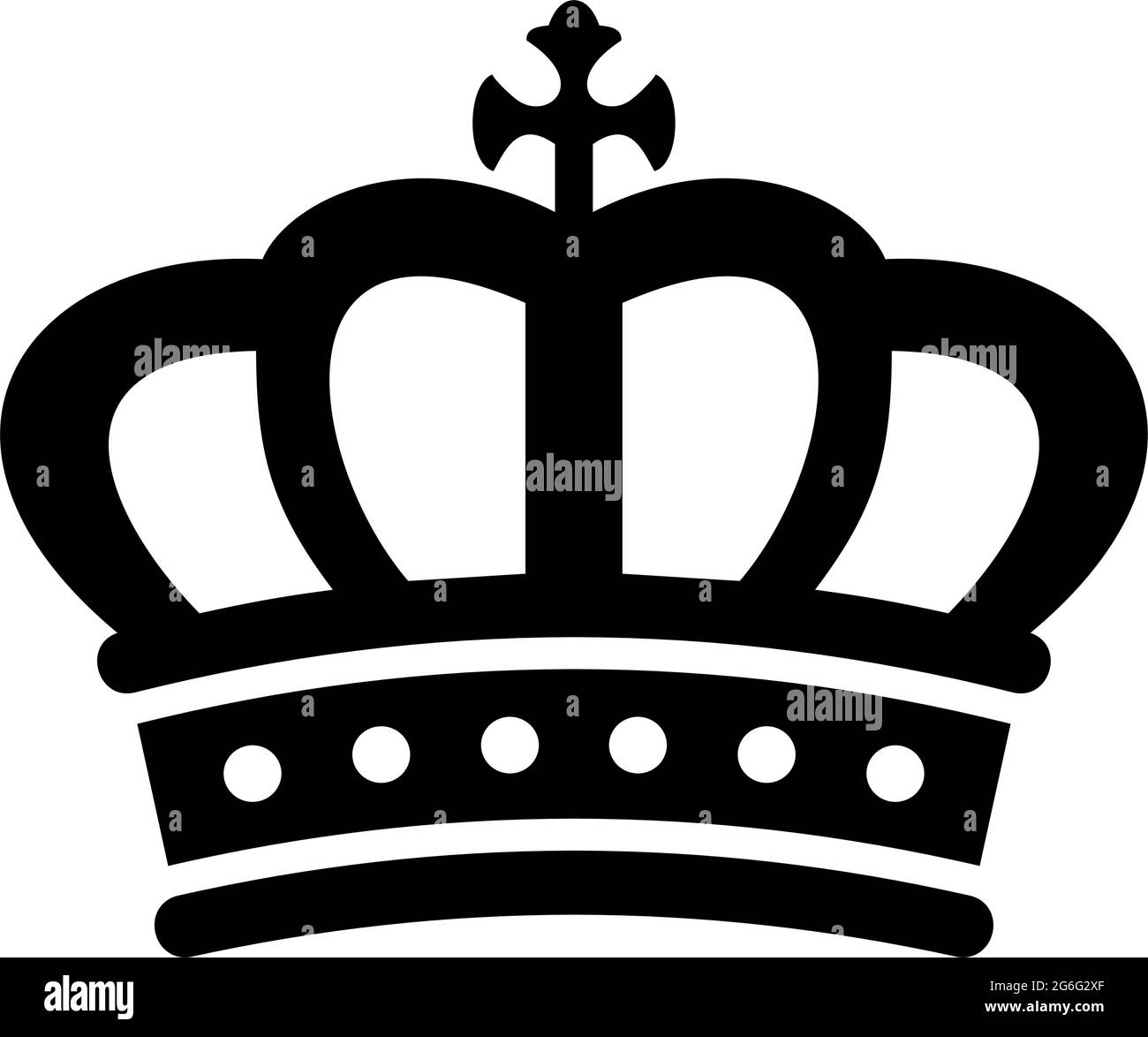 Crown with cross in black on white isolated background Stock Vector ...