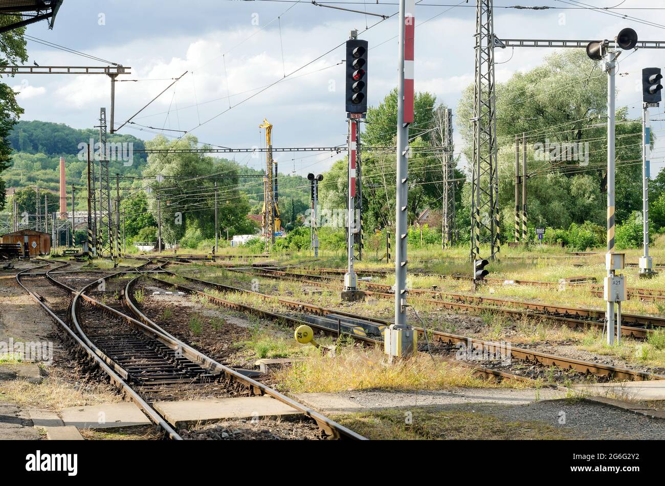 Railway track switches Stock Photo - Alamy
