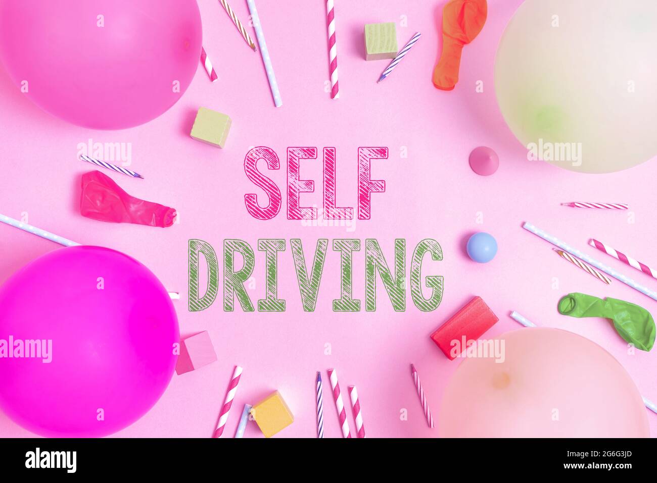 Handwriting text Self Driving. Internet Concept Autonomous vehicle ...