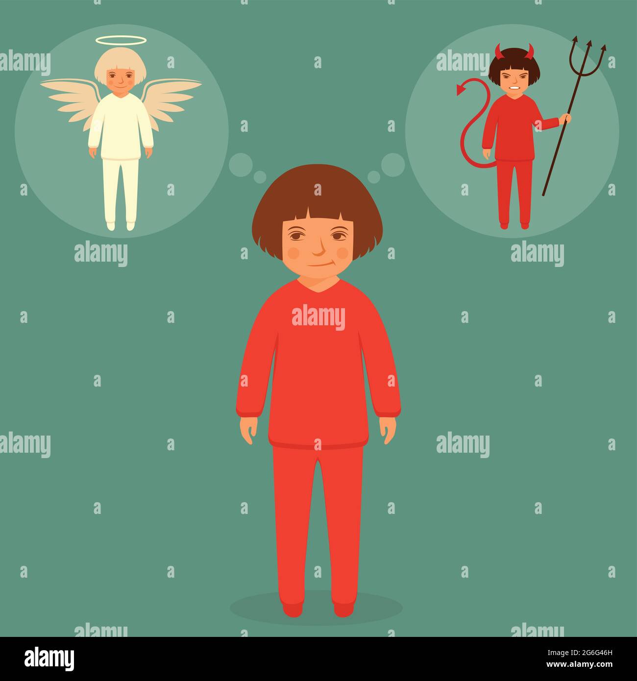 devil and angel, cartoon vector illustration, good and bad character ...