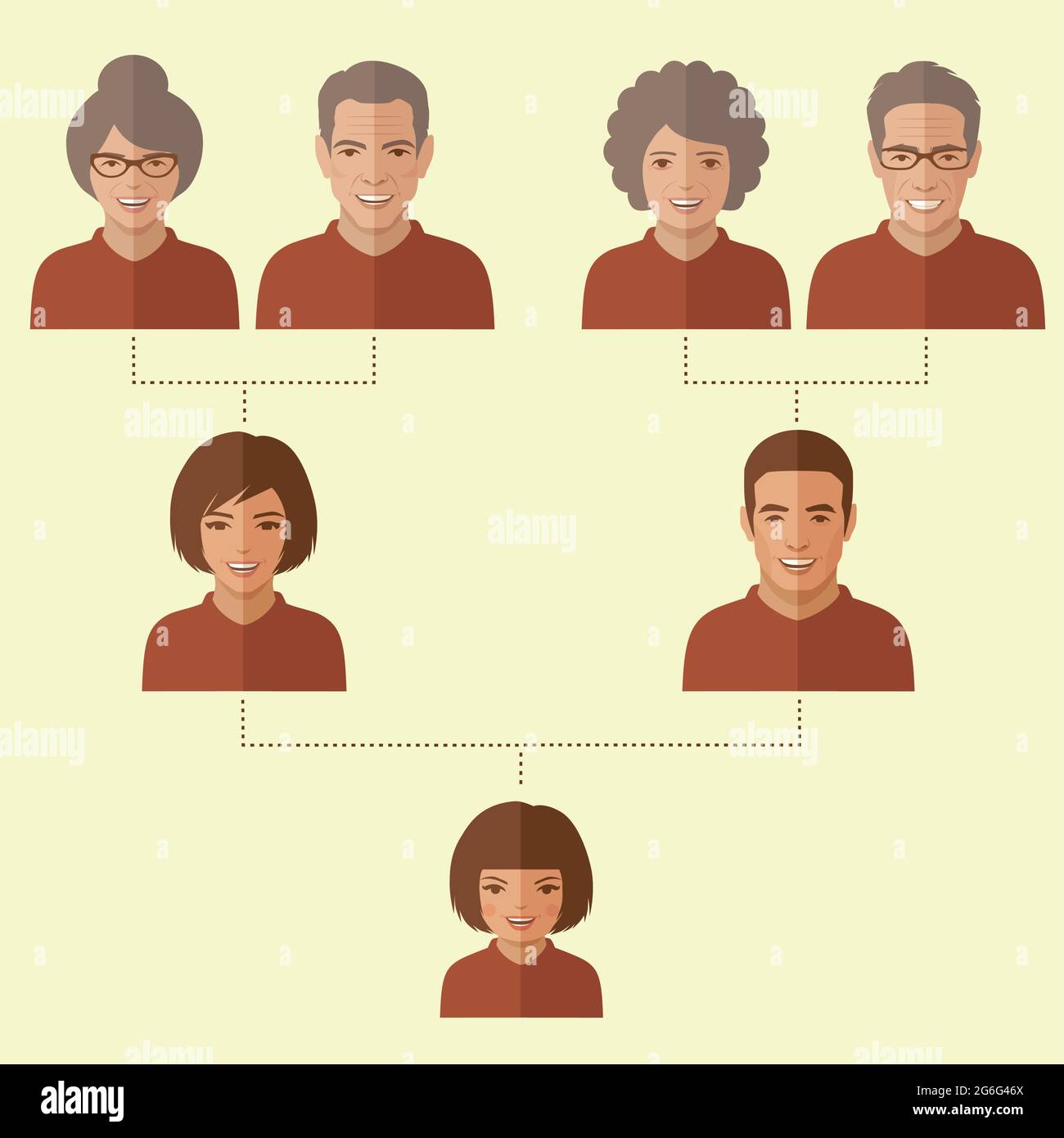 cartoon family tree, vector people, generation illustration Stock ...