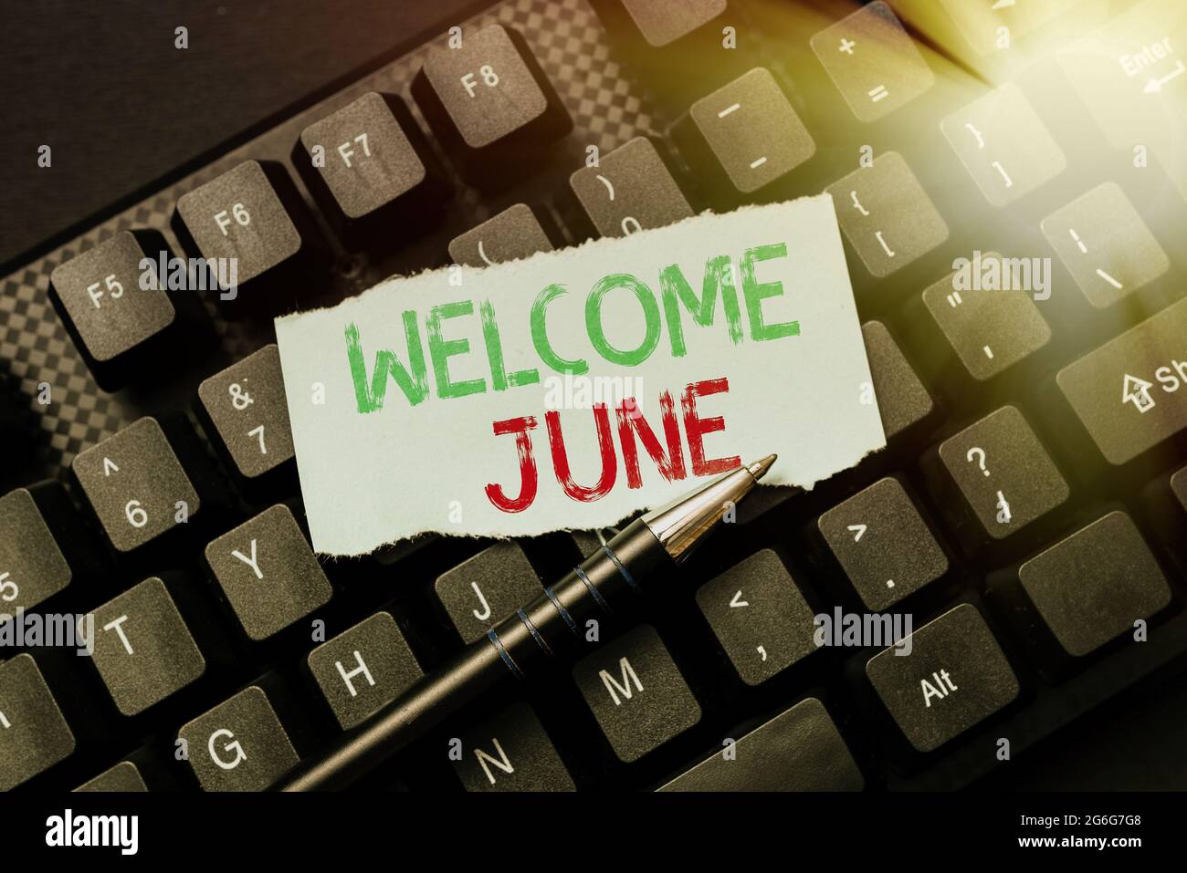 Hand writing sign Welcome June. Business concept Calendar Sixth Month ...