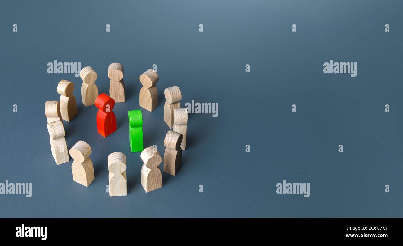 Two opposing men surrounded by spectators. Rivalry and competition ...