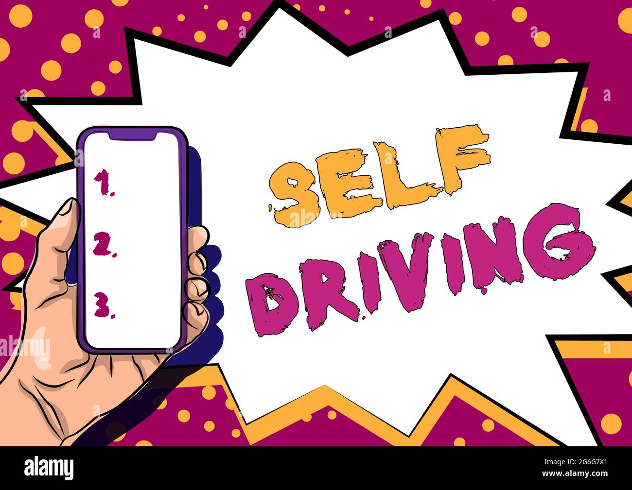 Sign Displaying Self Driving Business Concept Autonomous Vehicle Ability To Navigate Without