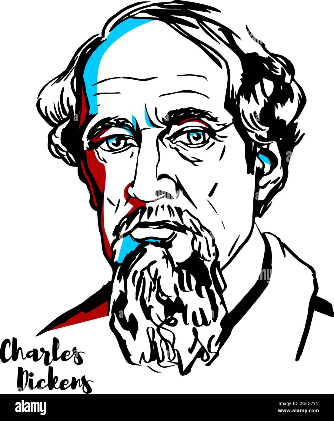 Charles dickens portrait illustration Stock Vector Images - Alamy