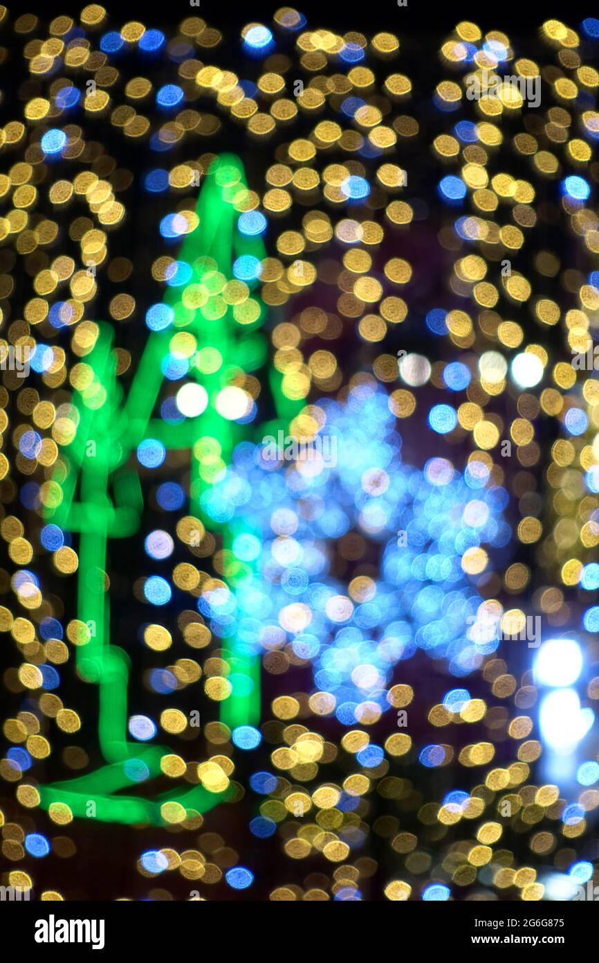 Abstract Blurred Christmas Lights gold Bokeh Background Stock Photo - Alamy