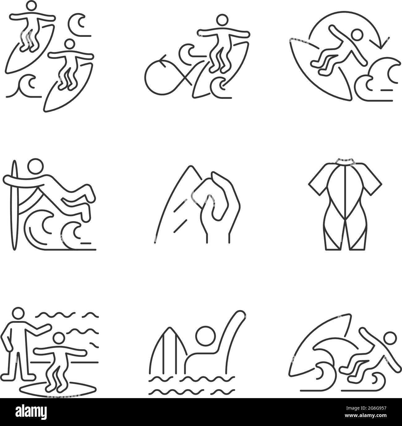 Surface water sport linear icons set Stock Vector Image & Art - Alamy