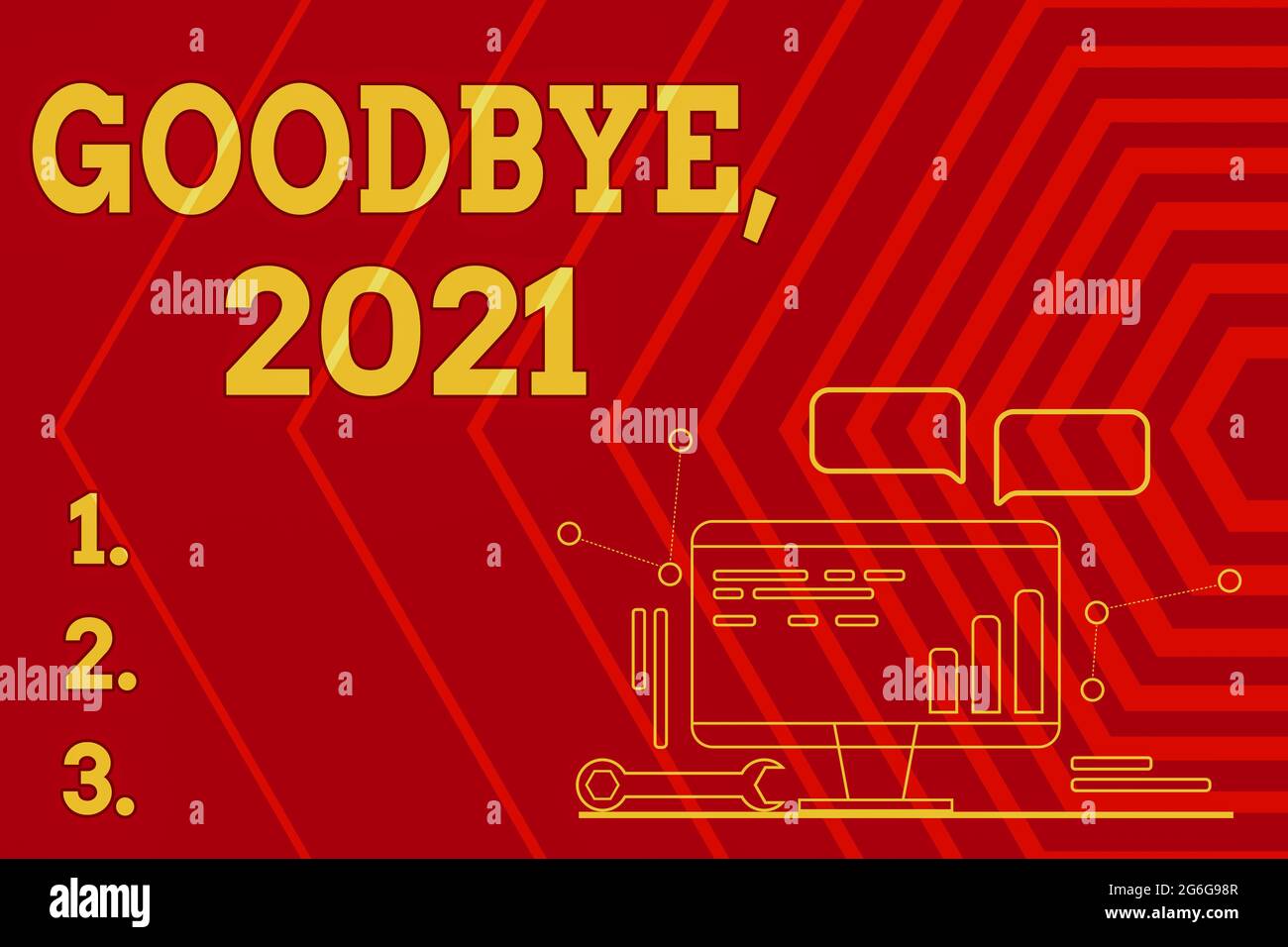 Hand writing sign Goodbye 2021. Business approach New Year Eve ...