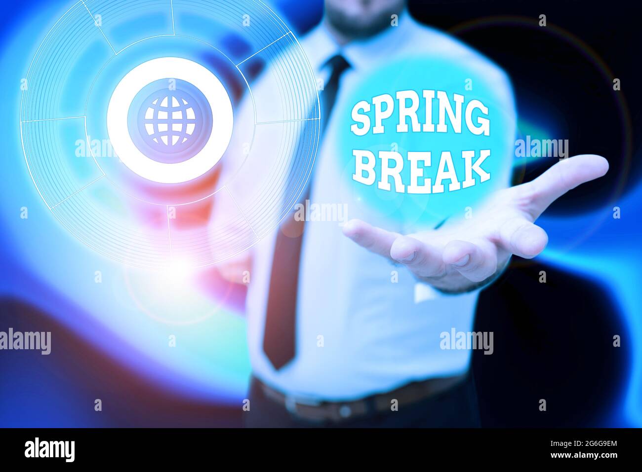 Conceptual display Spring Break. Concept meaning Vacation period at ...