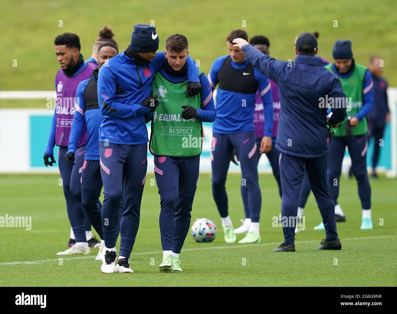 England's Marcus Rashford and Mason Mount during a training session at ...