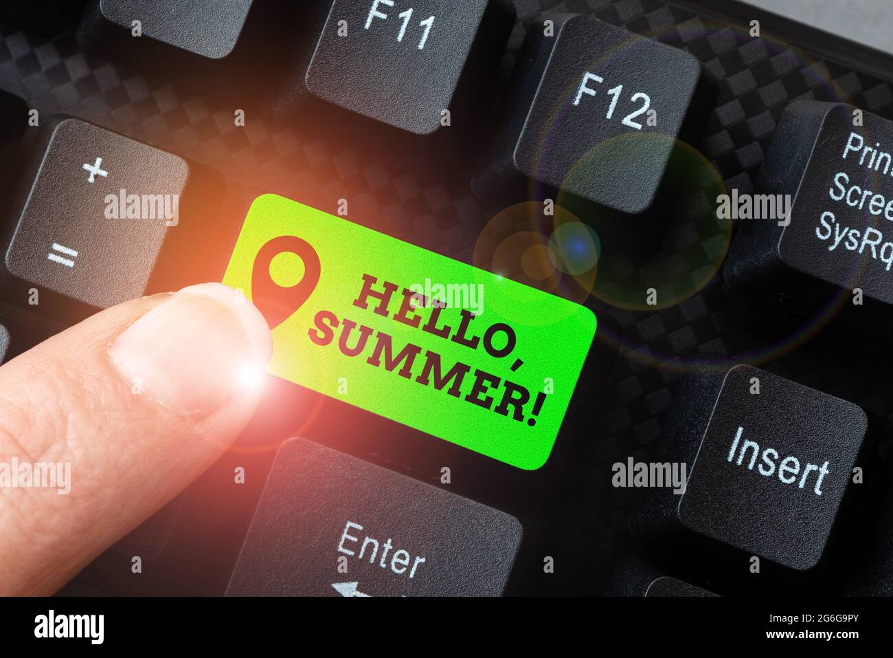 Sign displaying Hello, Summer. Business concept greeting used when the ...
