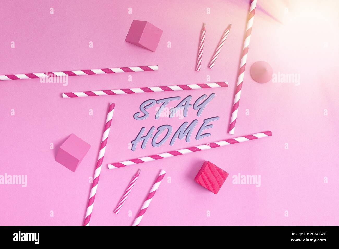 Hand writing sign Stay Home. Conceptual photo not go out for an ...