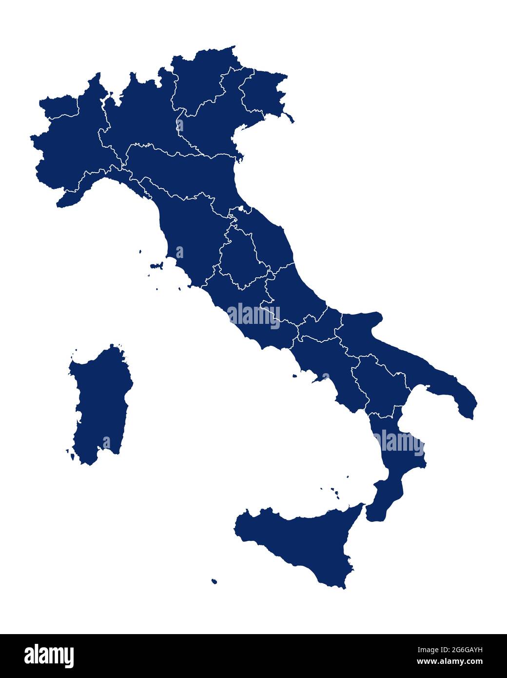 Map of Italy with regions and borders Stock Photo - Alamy