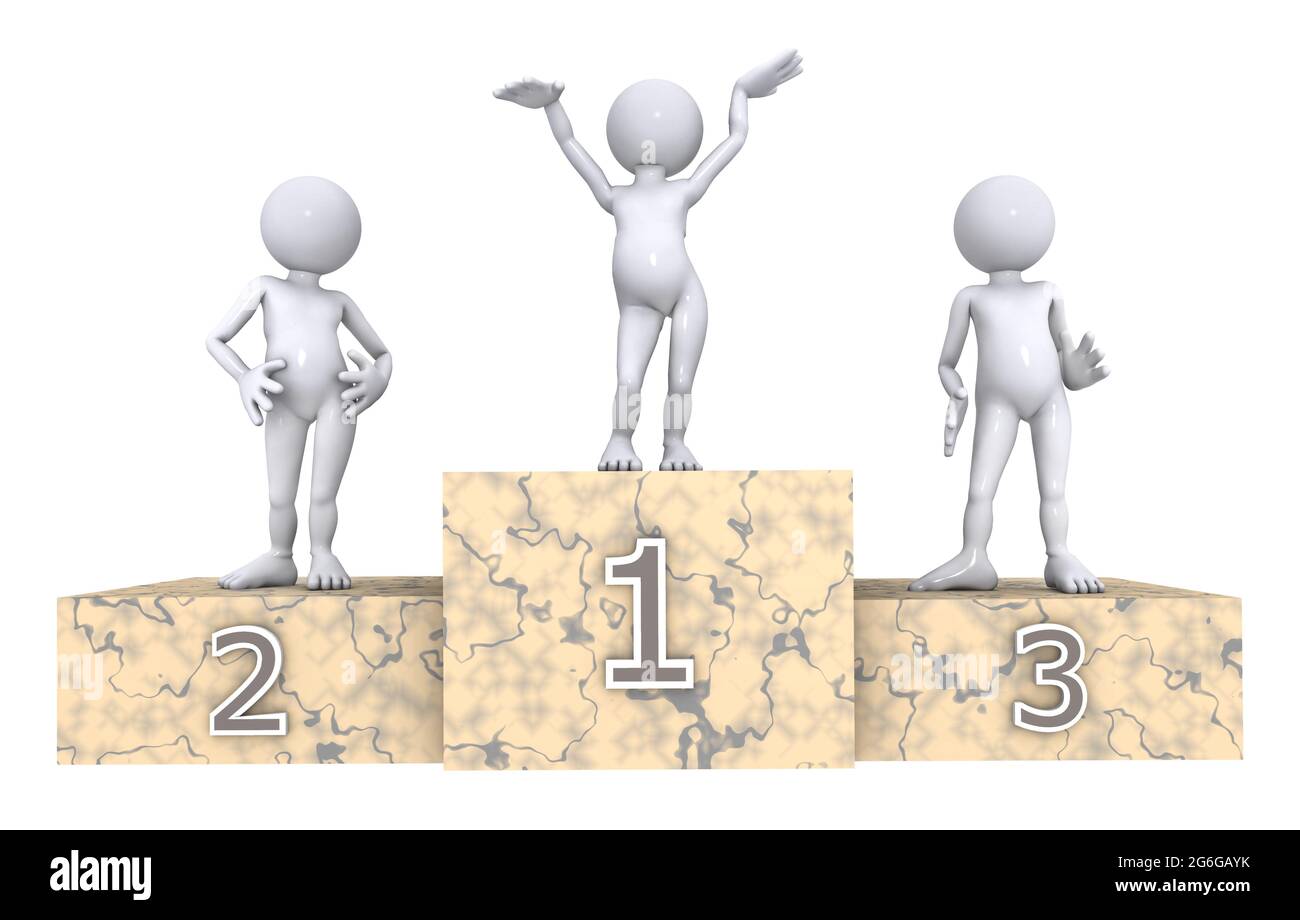 Winners podium with 3D figures isolated on white background Stock Photo ...
