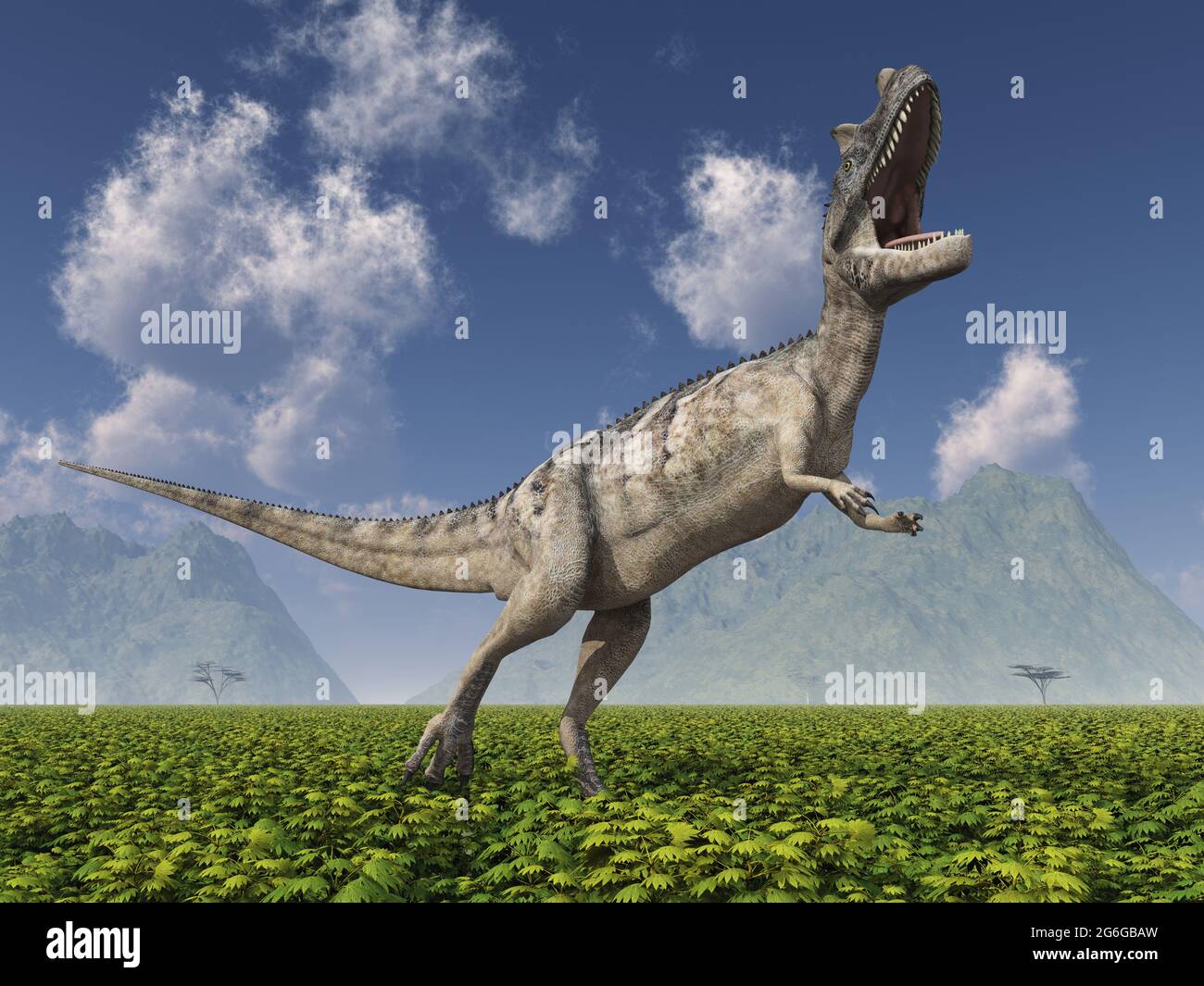 Dinosaur Ceratosaurus in a landscape Stock Photo - Alamy