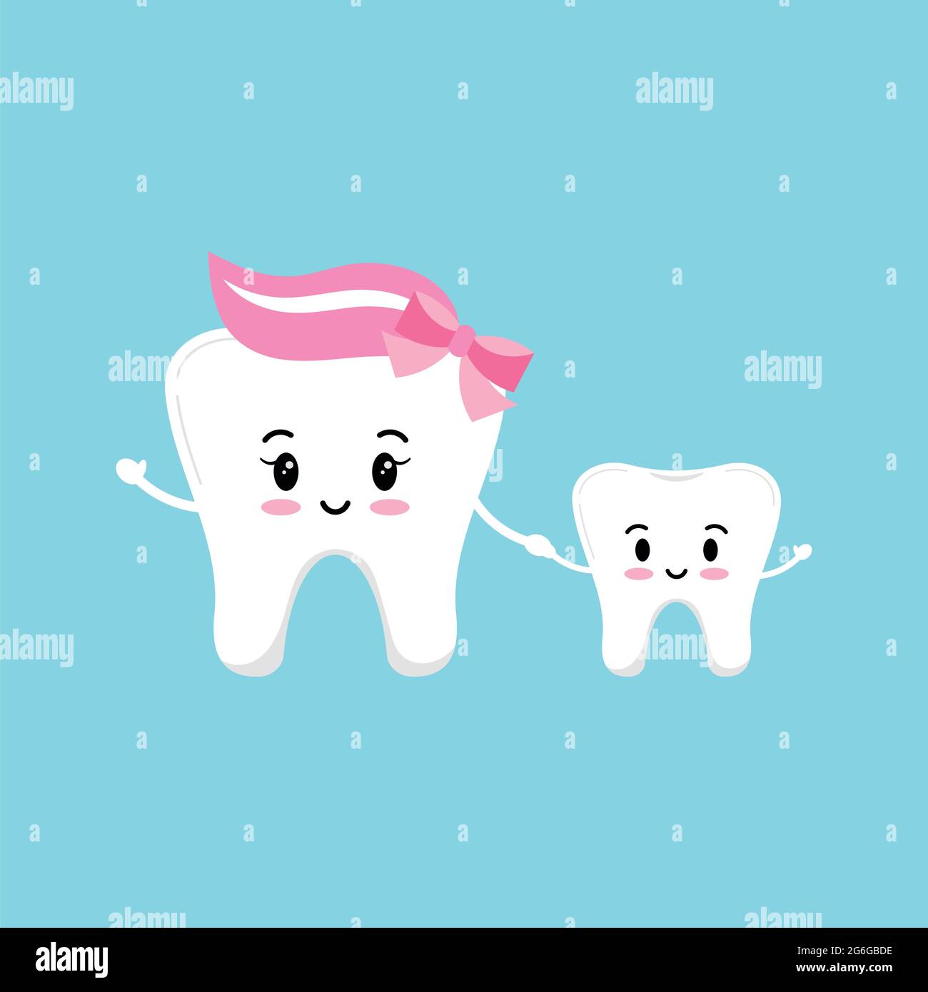 Happy smile teeth family isolated on blue background Stock Vector Image ...