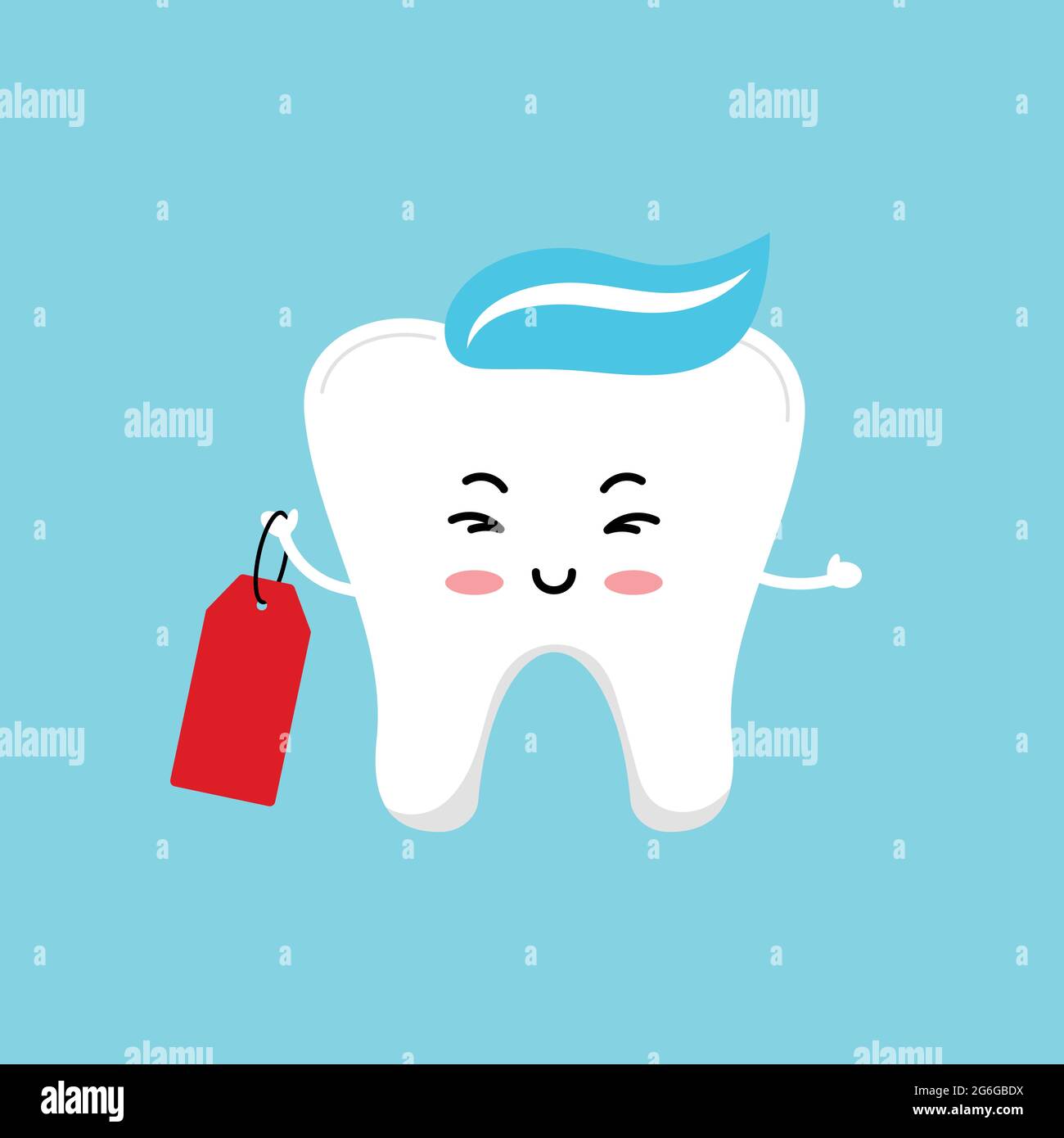 Cute tooth holding label isolated on background Stock Vector Image ...