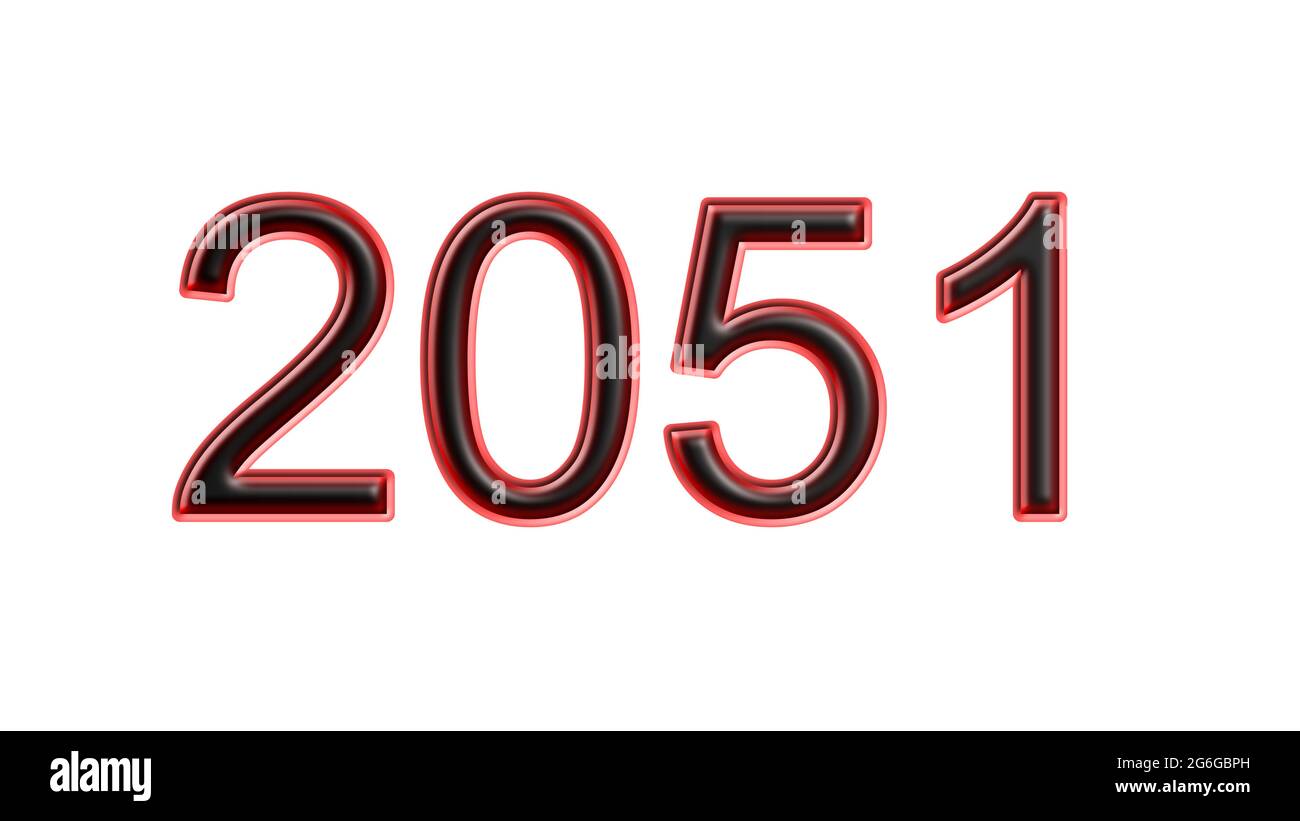 red 2051 number 3d effect white background Stock Photo - Alamy