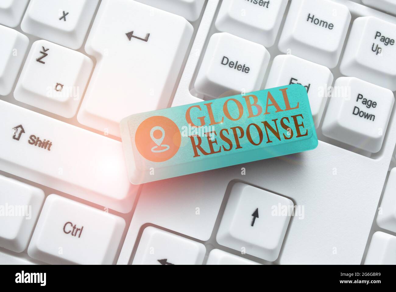 Handwriting text Global Response. Word Written on indicates the ...
