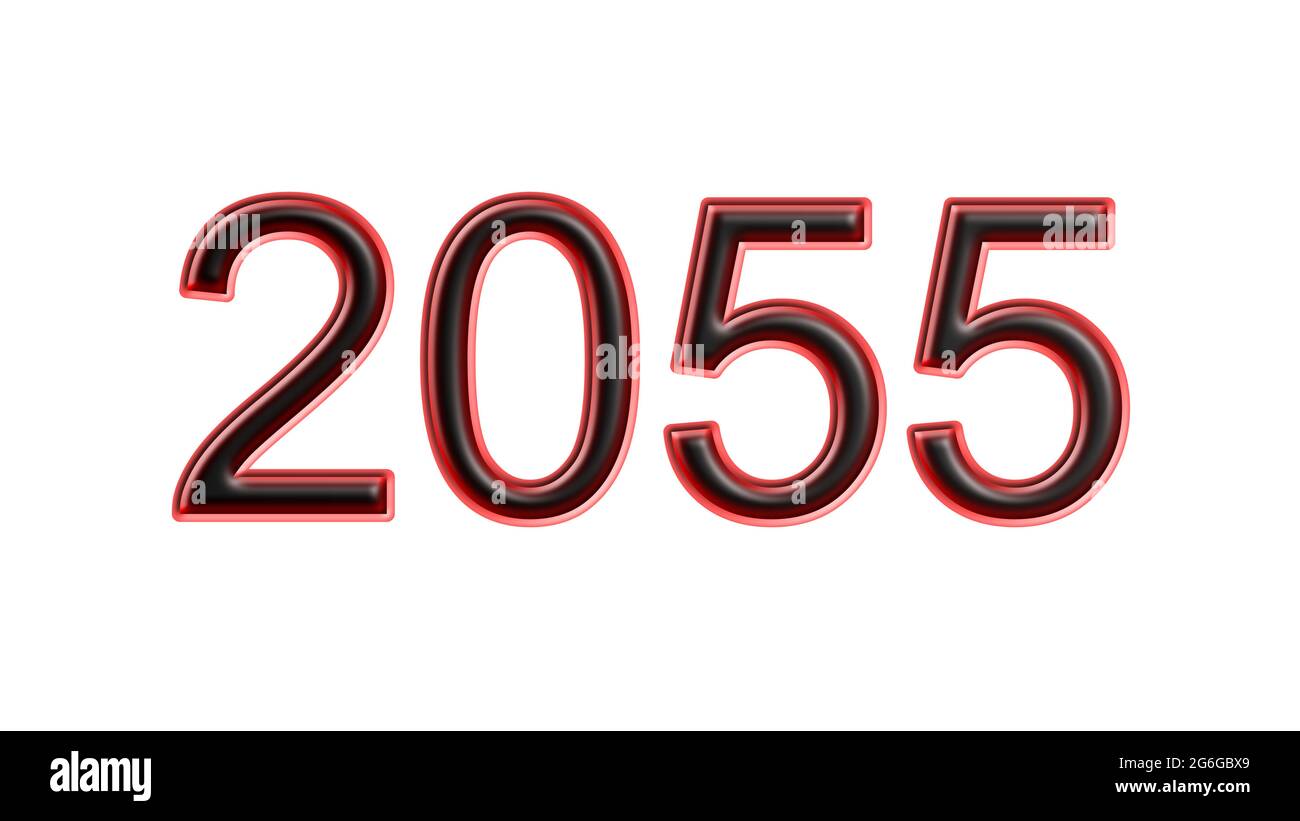 red 2055 number 3d effect white background Stock Photo - Alamy