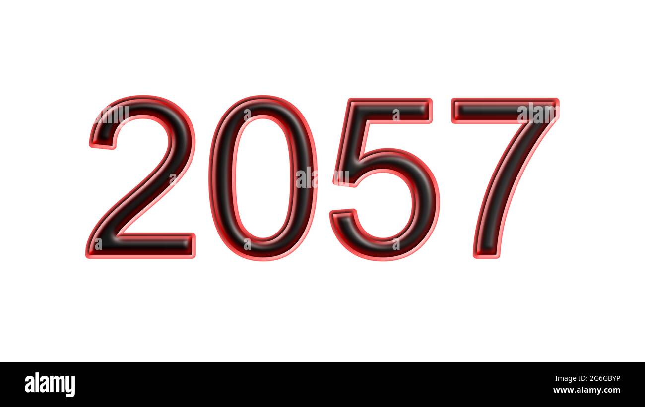 red 2057 number 3d effect white background Stock Photo - Alamy