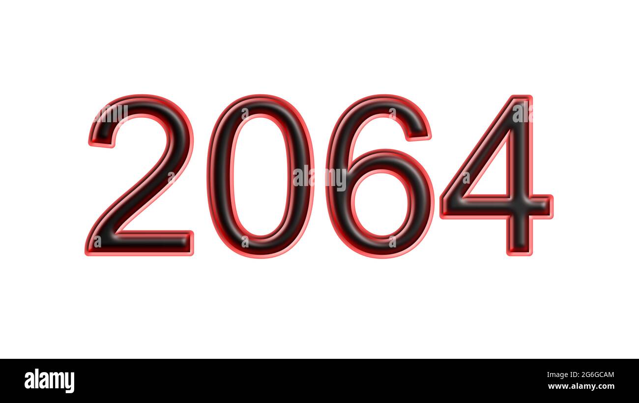 red 2064 number 3d effect white background Stock Photo - Alamy
