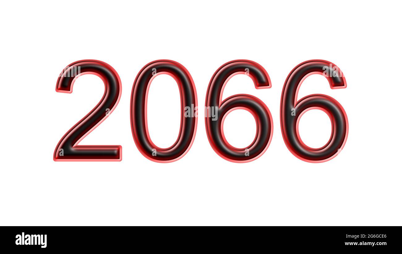 red 2066 number 3d effect white background Stock Photo - Alamy