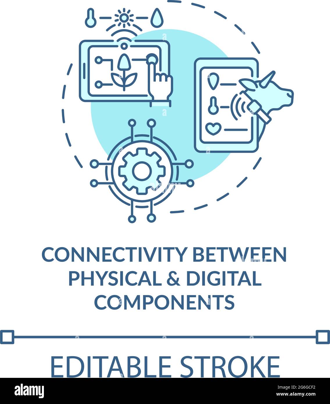 Connectivity between physical and digital components concept icon Stock ...